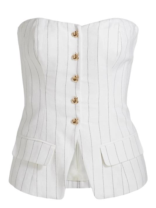 GENERATION LOVE quinn pinstripe linen-blend strapless vest